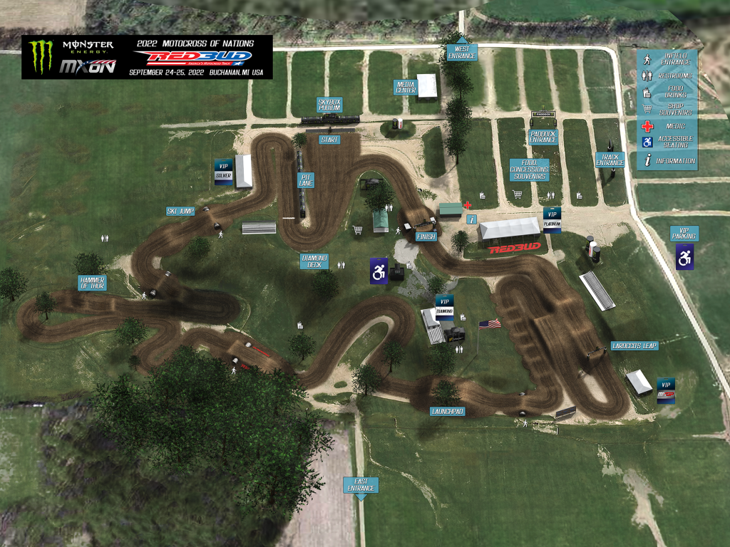 MOTOCROSS OF NATIONS 2022: Entry list, track map, drone round Redbud ...