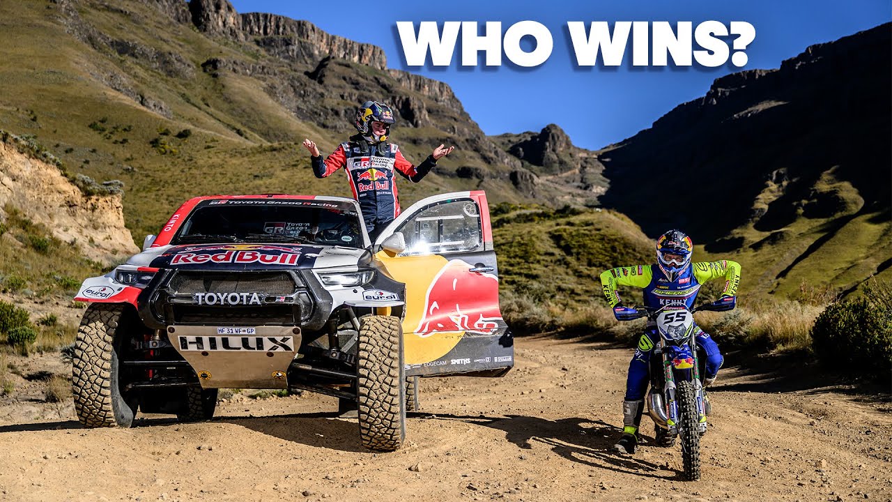 RED BULL: DAKAR RALLY CAR vs Dirtbike Sherco 300 2T – 2.865m/21 Kurven ...